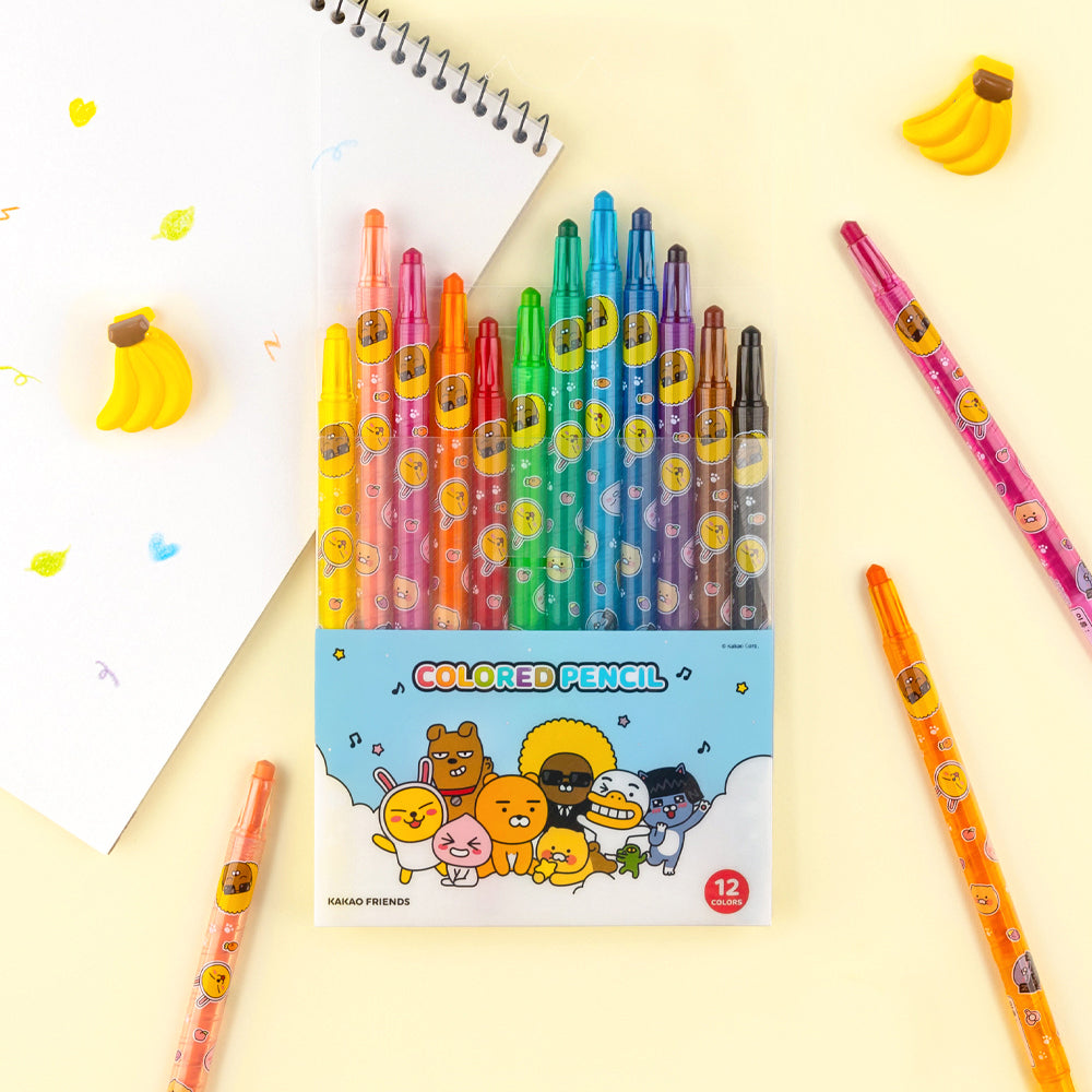 [Kakao Friends, Little Friends] 12 Colors Twist Up Crayon Colored ...