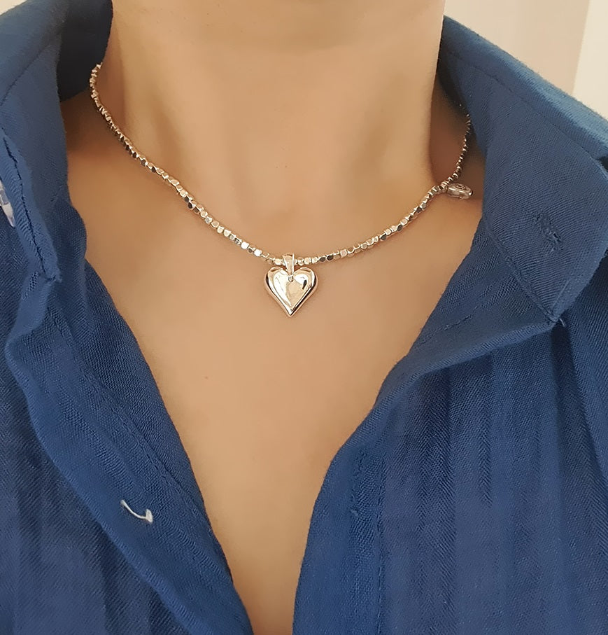 Mini Double Heart Silver Necklace | The best Necklaces – HOLIHOLIC