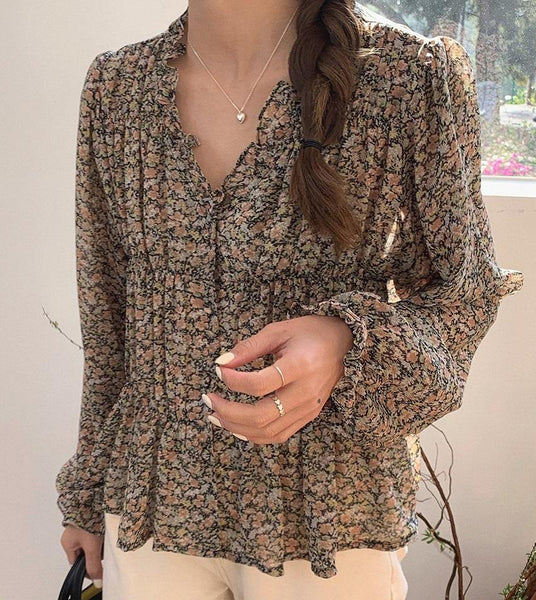 Ditsy Flower Frilled Blouse | The best Blouses – HOLIHOLIC