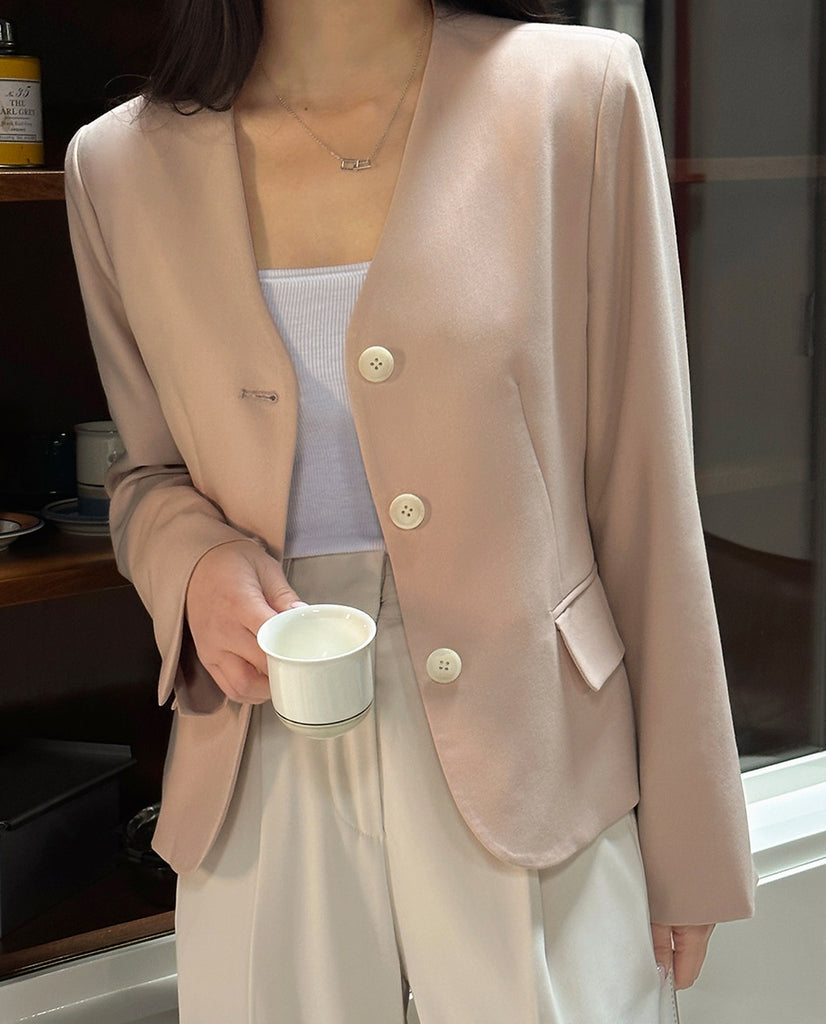 Simple Collarless Single Jacket | The best Coats & Jackets – HOLIHOLIC