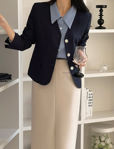 Simple Collarless Single Jacket | The best Coats & Jackets – HOLIHOLIC